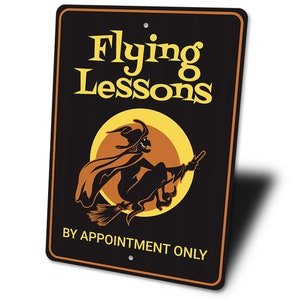 Flying Lessons Sign, Witch Broom Sign, Witch Gift Decor, Halloween Sign ...