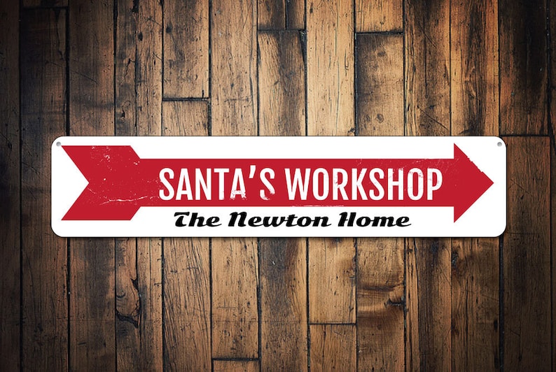 Santa's Workshop Sign Custom Holiday Arrow Sign Metal - Etsy
