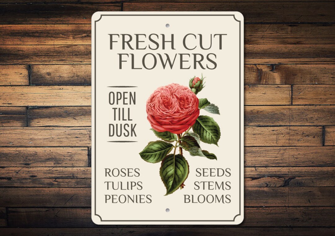 Rose Sign, Rose Lover Decor, Fresh Cut Flowers Sign, Cute Flower Market ...
