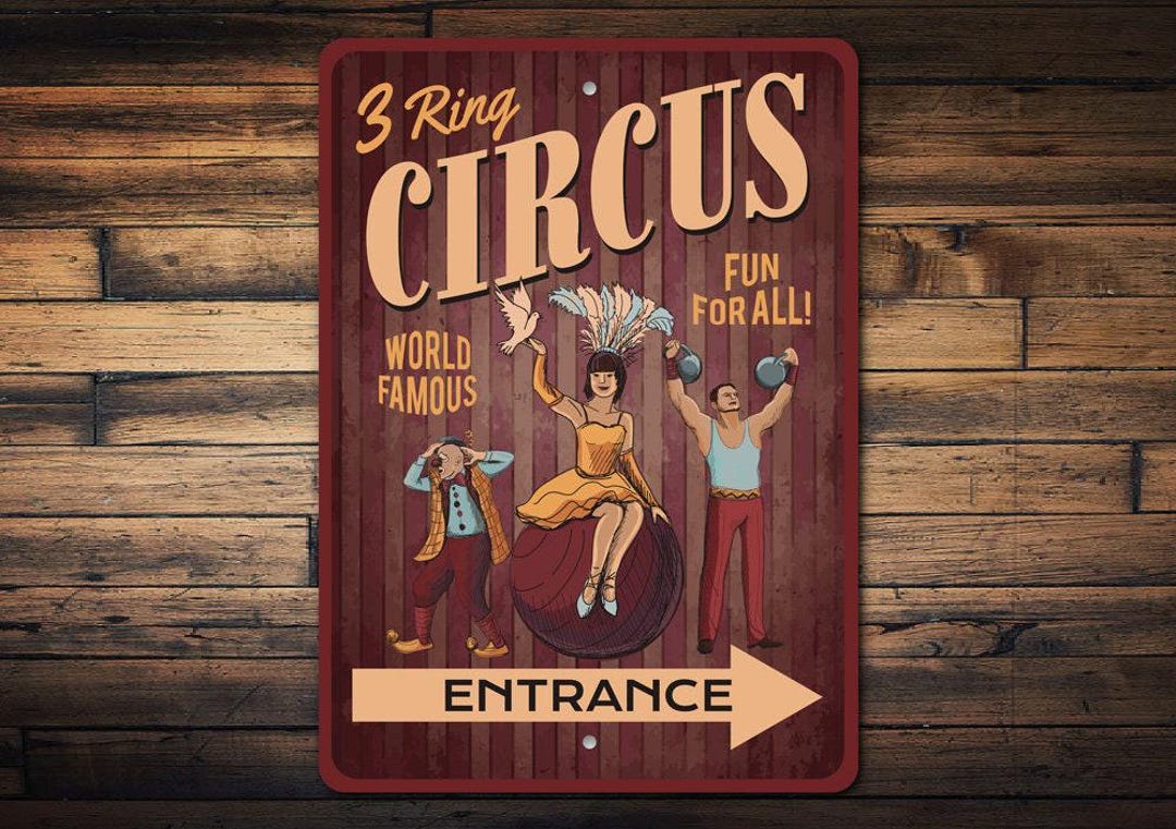 3 Ring Circus Sign, the Circus Gift, Circus Sign, Vintage Circus, Sign ...