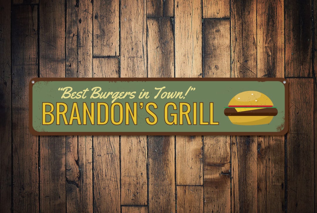 Best Burgers in Town Sign, Personalized Grill Master Name Sign, Custom ...