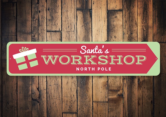 Santas Workshop Santa Little Helpers Workshop Sign North | Etsy