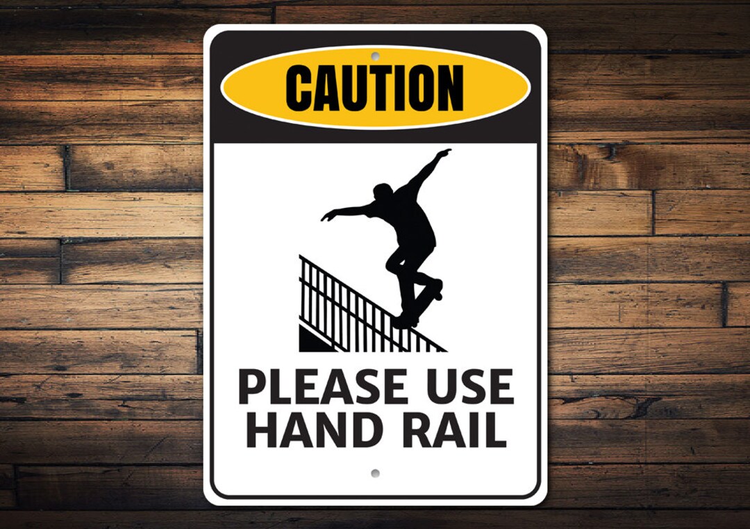 Skateboarding Safety Sign, Handrail Caution Sign, Skate Park Safety ...