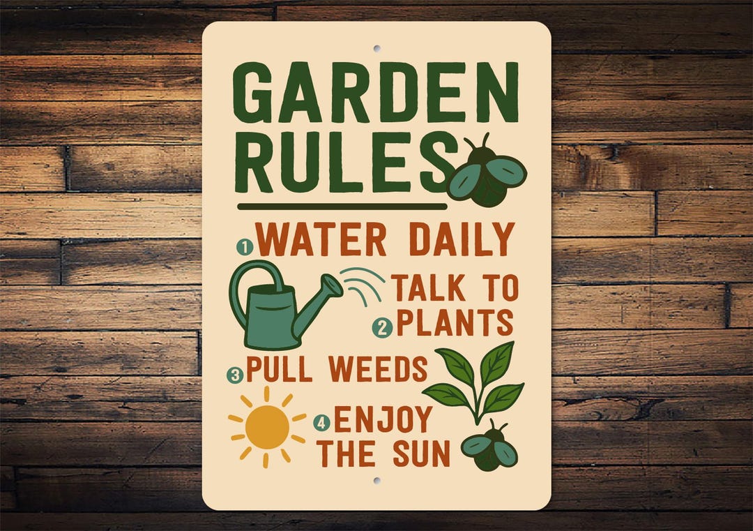 Garden Rules Sign, Outdoor Garden Decor, Yard Decor Sign, Garden Shed ...