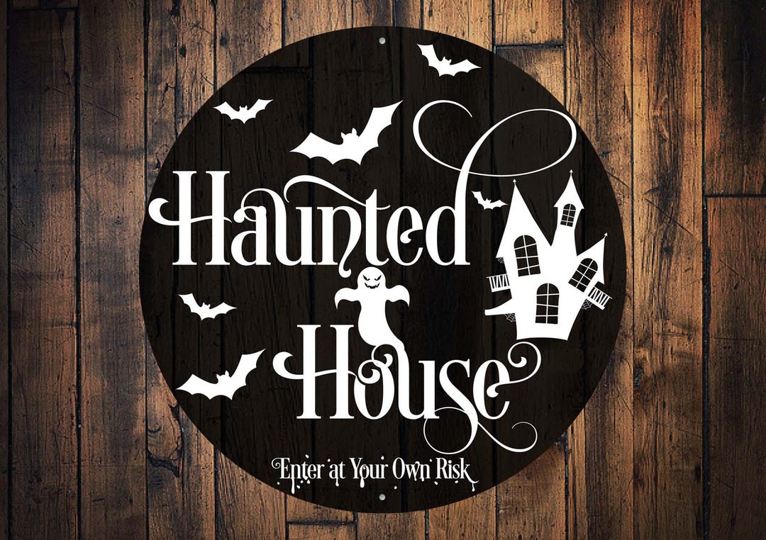 Haunted House, Halloween Front Door Sign, Wreath Signs, Wreath Add Ons ...