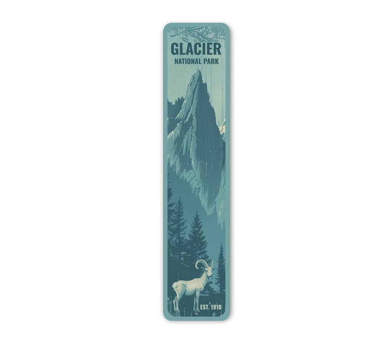 Glacier National Park Metal Sign – Vertical Mountain Wall Art, Retro ...