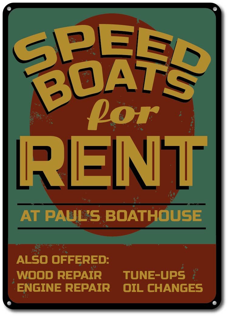 Speed Boat Sign Custom Speed Boats for Rent Sign Lake House | Etsy
