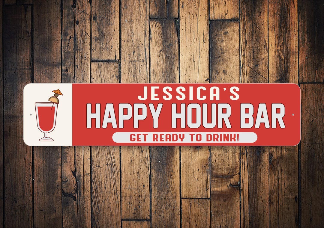 Happy Hour Decor, Happy Hour Bar Sign, Retro Bar Sign, Happy Hour ...