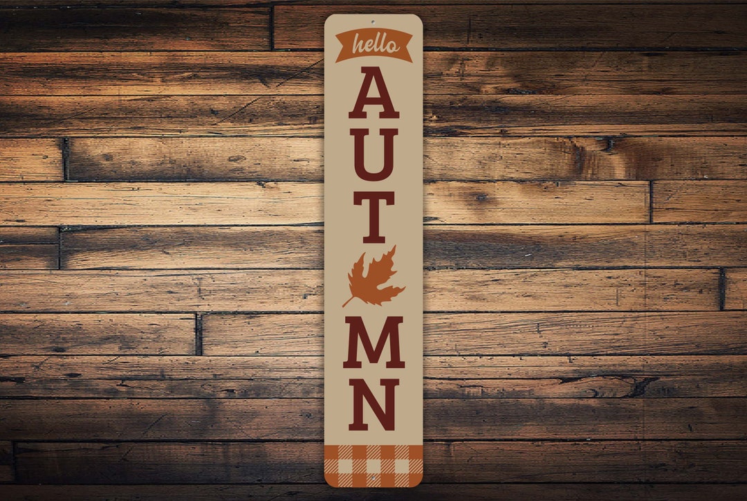 Hello Autumn Sign, Fall Front Door Sign, Fall Porch Decor, Hello Autumn ...