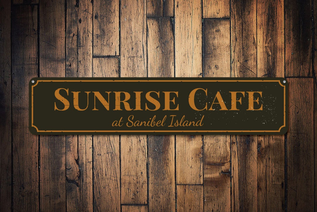 Sunrise Cafe Sign, Personalized Beach Location Restaurant Sign, Custom ...