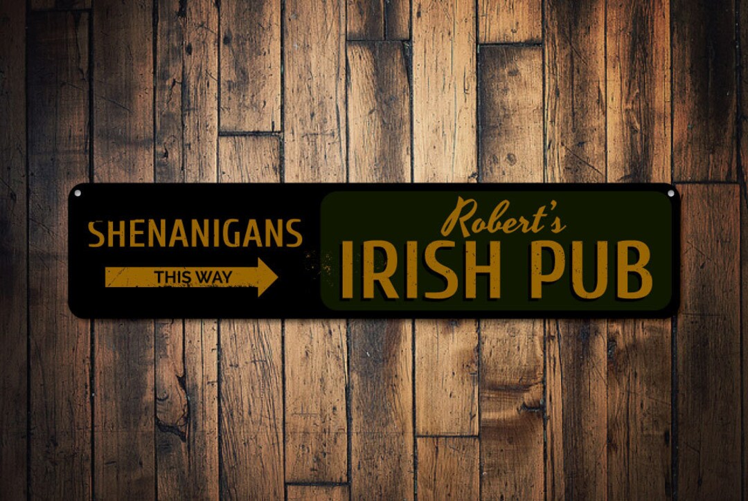 Shenanigans This Way Sign, Personalized Arrow Irish Pub Sign, Custom ...