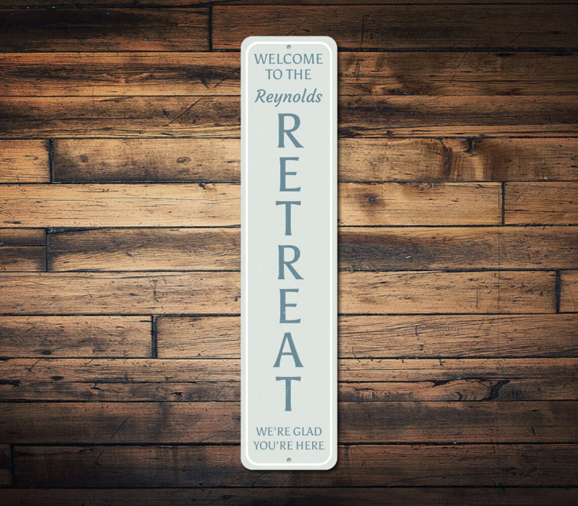Family Retreat Vertical Sign Custom Glad You're Here Name | Etsy