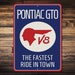 Pontiac GTO Sign, GTO Logo Sign, Custom Sign for GTO Owner Gift ...