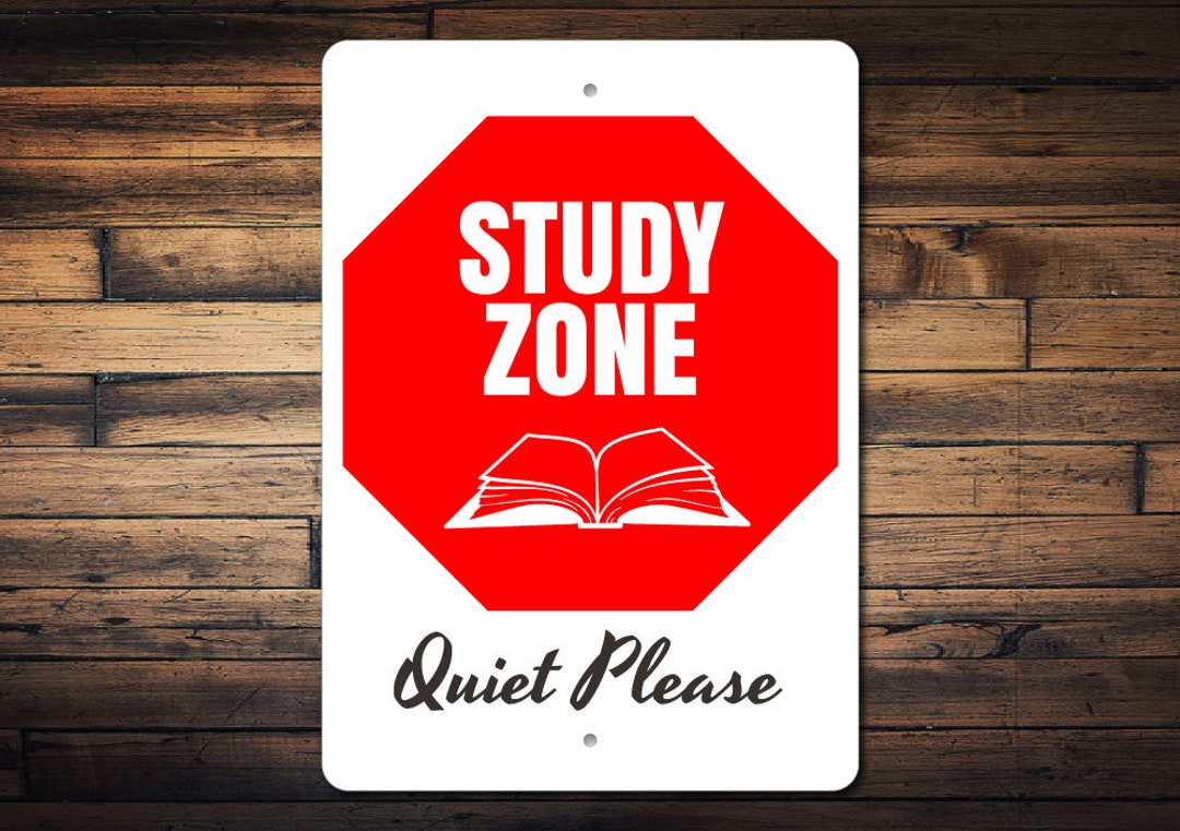 Study Zone Sign, Quiet Please Sign, Library Decor, Book Lover Gift ...