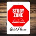 Study Zone Sign Quiet Please Sign Library Decor Book Lover - Etsy