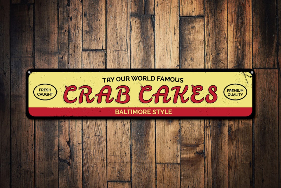World Famous Crab Cakes Sign, Personalized Seafood Restaurant Sign ...