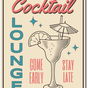 Cocktail Bar Sign Cocktail Lounge Decor Cocktail Lounge - Etsy