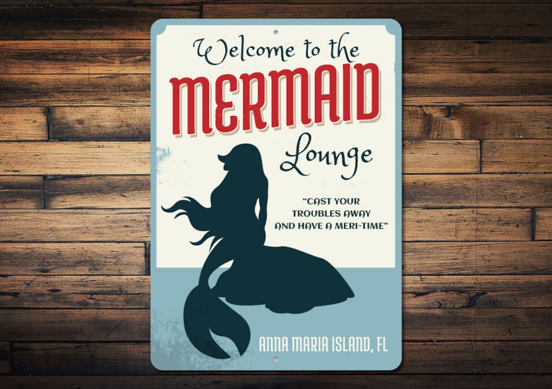 Mermaid Lounge Sign, Custom Welcome Beach House Location Name Decor ...