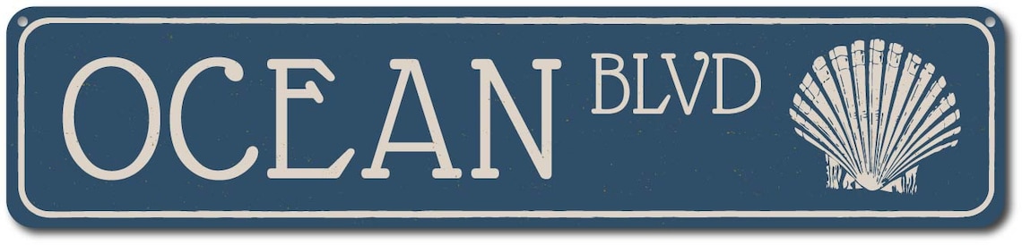 Ocean Blvd Sign Custom Beach Street Sign Metal Seashell | Etsy