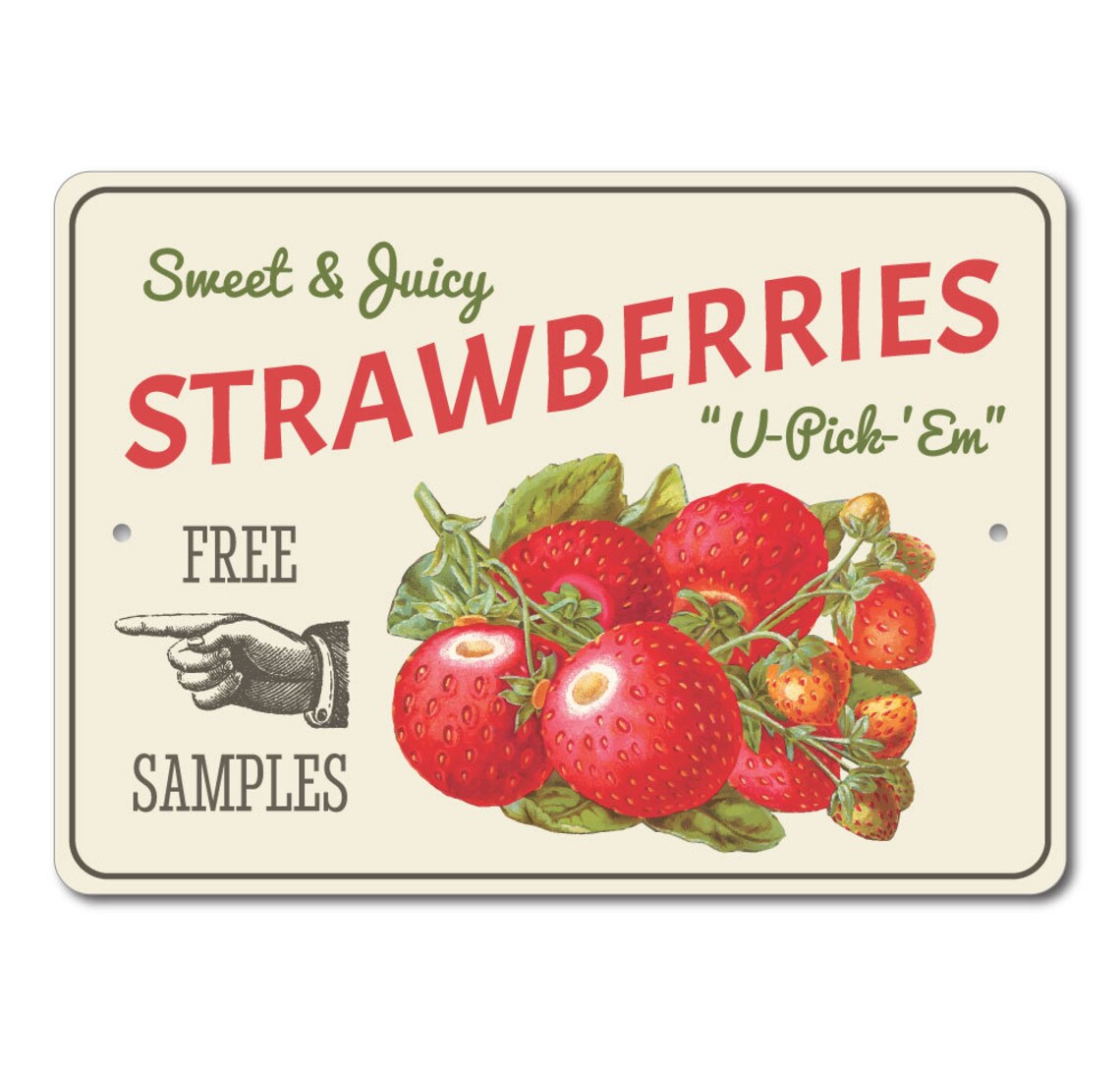 Strawberries Sign Berry Kitchen Decor Strawberry Farm Sign - Etsy