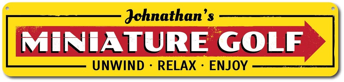Miniature Golf Sign Personalized Arrow Game Sign Custom Name | Etsy