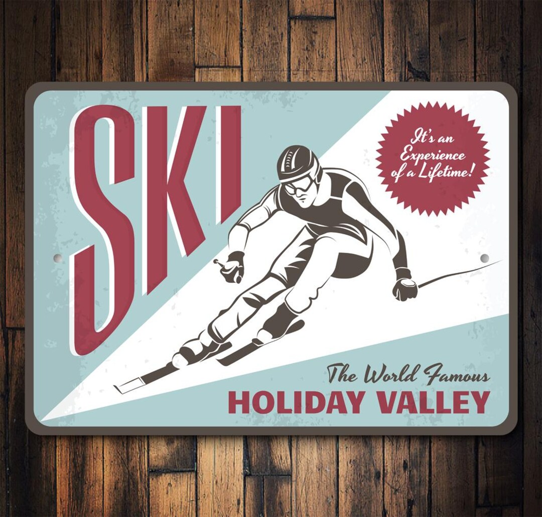 Ski Holiday Valley Sign, Ski Resort Decor, Ski Lodge Sign, Ski Decor ...