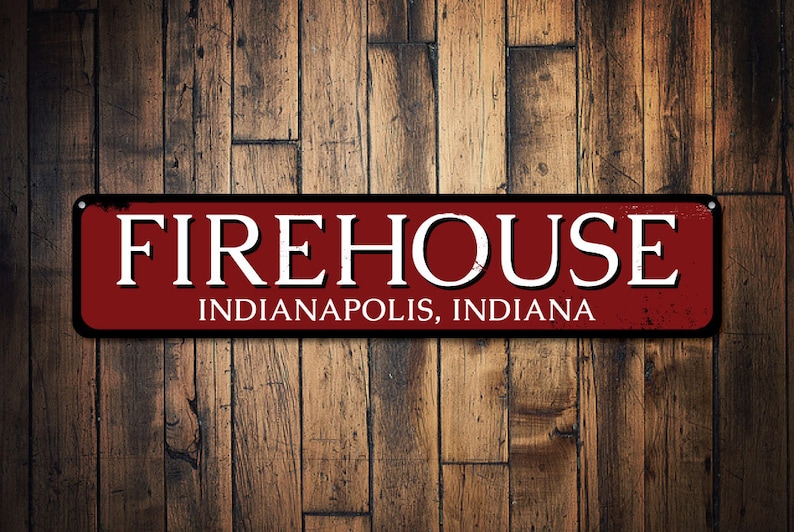 Firehouse Sign, Personalized City State Sign, Firefighter Man Cave Sign ...