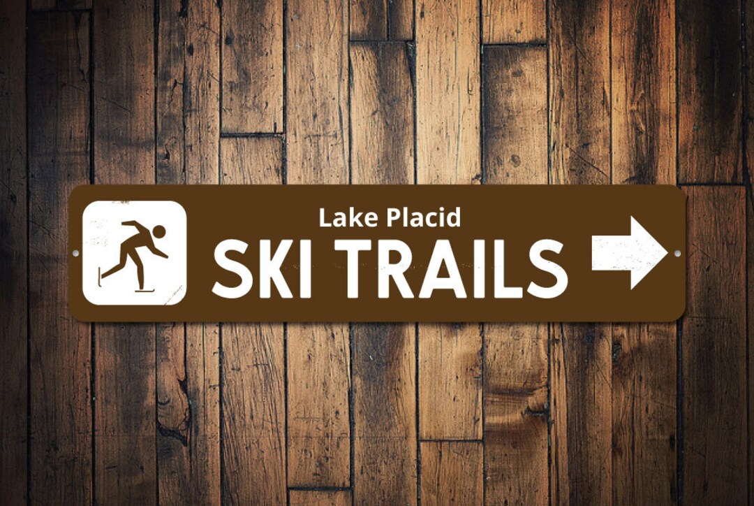 Ski Trails Arrow Sign, Custom Skiier Skiing Lake Location Name Gift ...