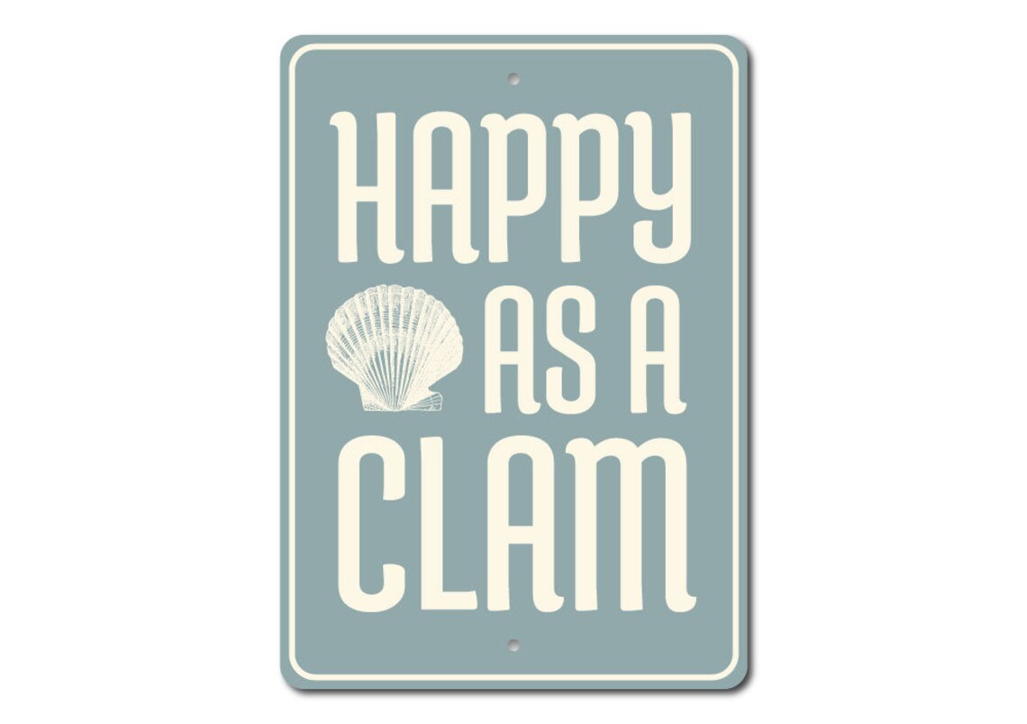 Happy as A Clam Sign Beach Phrase Decor Beach Phrase Sign | Etsy