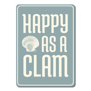 Happy as A Clam Sign, Beach Phrase Decor, Beach Phrase Sign, Clam Decor ...