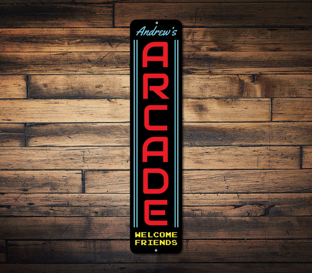 Arcade Sign Vertical, Gamer Gift, Custom Arcade Decor, Game Room Sign ...