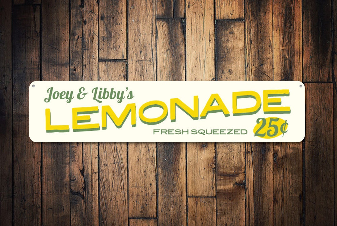 Lemonade Sign, Personalized Fresh Squeezed 25 Cents Kid Name Room Sign ...