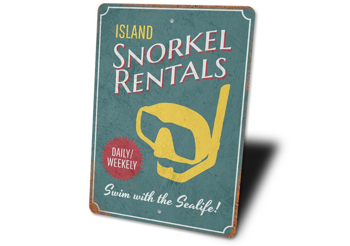 Snorkel Rental Sign Snorkel Island Sign Beach Decor Sign | Etsy Polska