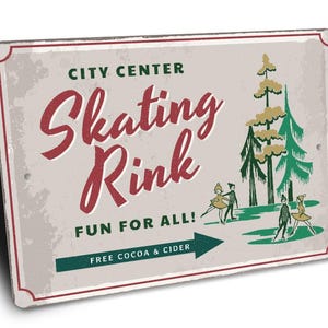 Retro Ice Skating Rink Sign, Metal Skating Wall Sign, Skating Rink ...