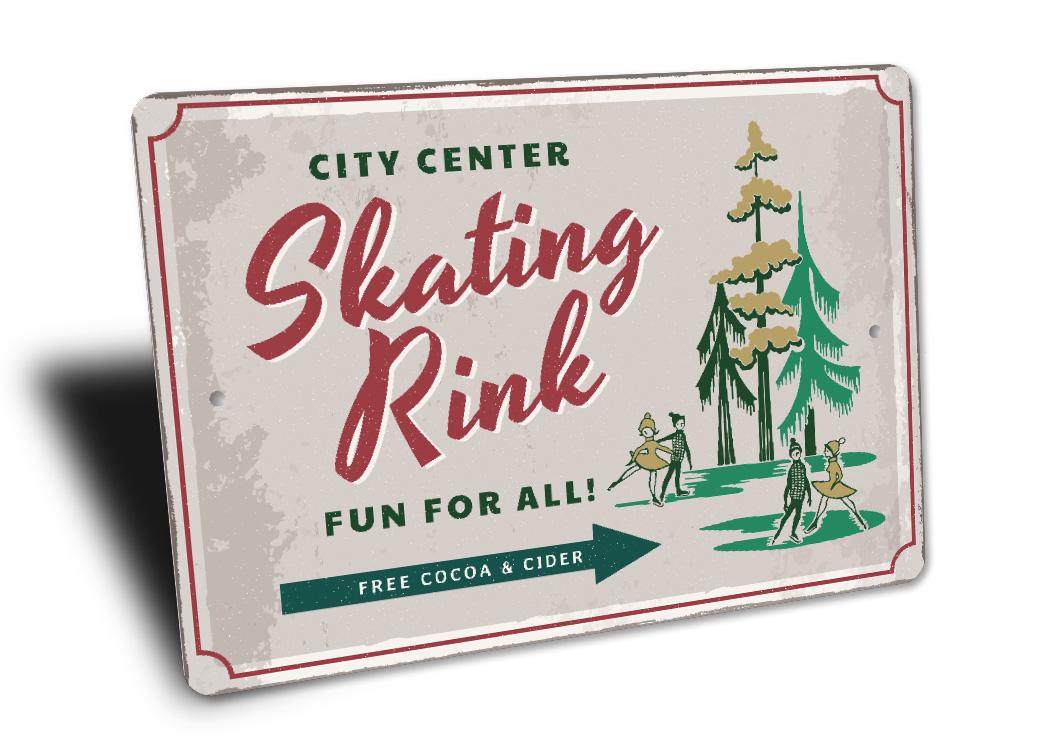 Retro Ice Skating Rink Sign, Metal Skating Wall Sign, Skating Rink ...