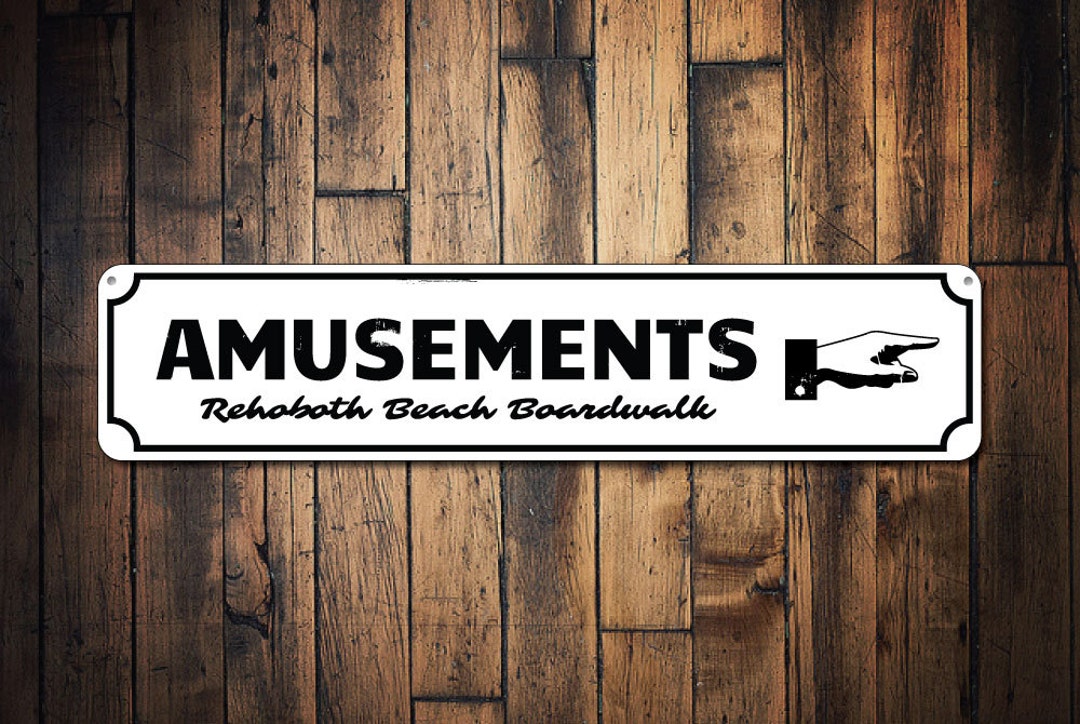 Amusements Pointing Hand Sign, Personalized Boardwalk Location Sign ...