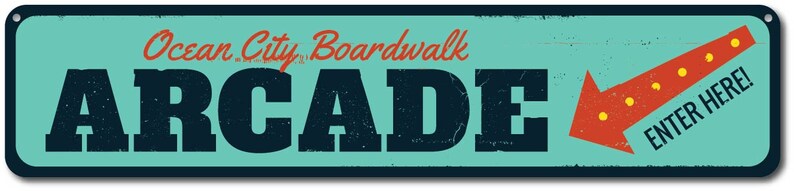 Boardwalk Arcade Sign Personalized Enter Here Arrow Sign - Etsy