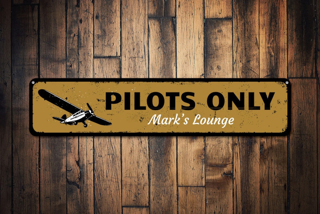 Pilots Only Sign, Pilot Gift, Hangar Lounge Decor, Metal Airplane Sign ...