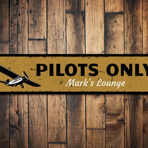 Pilots Only Sign, Pilot Gift, Hangar Lounge Decor, Metal Airplane Sign ...