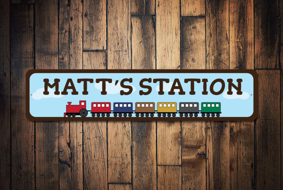 Train Sign, Kid Room Train Decor, Train Station Sign, Custom Child Sign ...