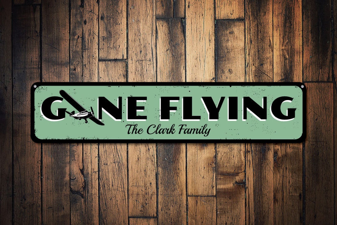 Gone Flyin Sign, Personalized Airplane Sign, Custom Family Name Sign ...