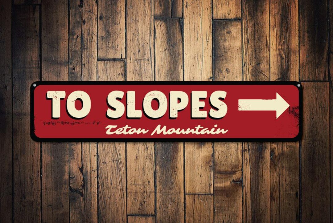To Slopes Arrow Sign, Personalized Ski Mountain Location Name Skier ...
