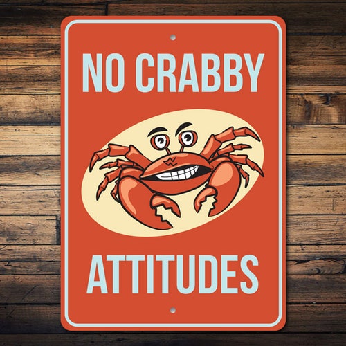 No Crabby Attitudes Crab Decor Ocean Sign Crab Lovers - Etsy