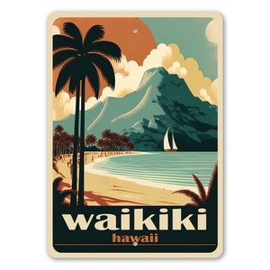 Waikiki Hawaii Sign, Tropical Paradise Decor, Island Getaway Sign ...