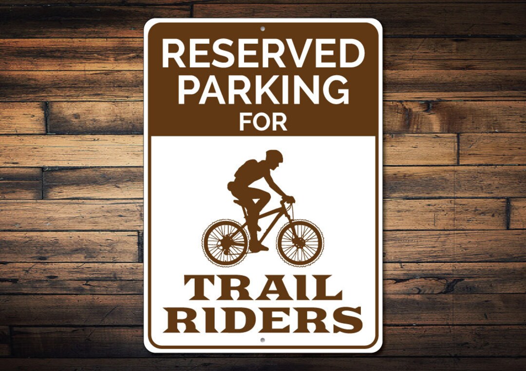 Bicycle Parking Sign, Trail Rider Decor, Gift for Biker, Bicyclist Sign ...