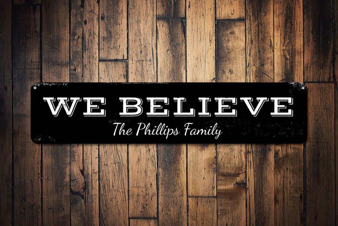 We Believe Family Sign, Custom Family Name Christmas Sign, Personalized ...