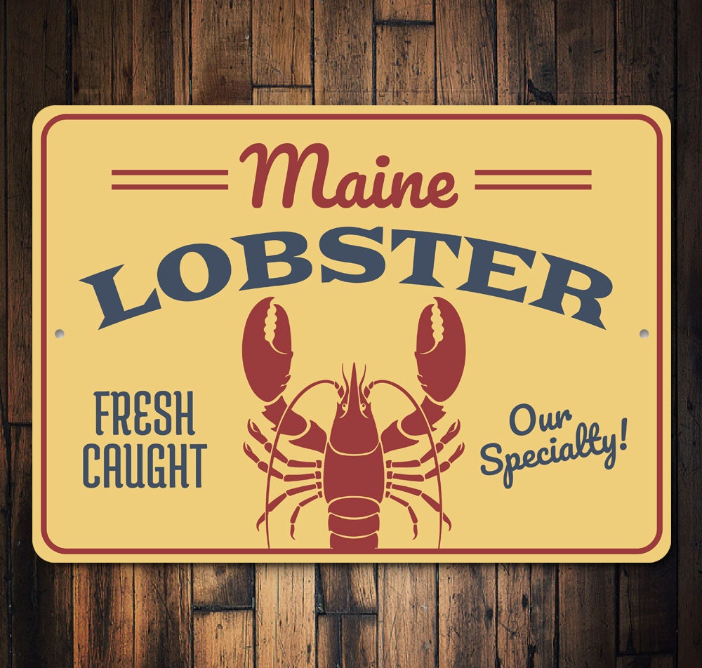 Maine Lobster Sign Fresh Lobster Sign Lobster Decor Maine - Etsy