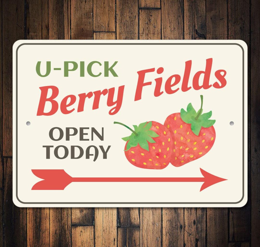 U-pick Sign, Berry Fields Sign, Strawberry Decor, Strawberry Sign ...