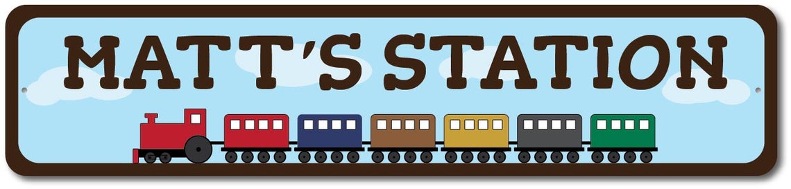 Train Sign, Kid Room Train Decor, Train Station Sign, Custom Child Sign ...