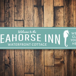 Seahorse Inn Sign, Seahorse Sign, Waterfront Cottage, Custom Beach Sign ...